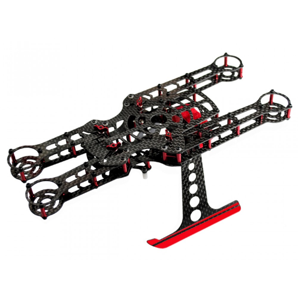 CNC Aluminum/Carbon Fiber Quadcopter Frame Kit (RED) - BLADE 200 QX